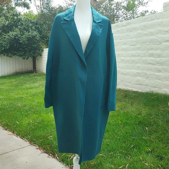 Mango | Jackets & Coats | Nwt Mango Mng Handmade Green Emerald Wool ...